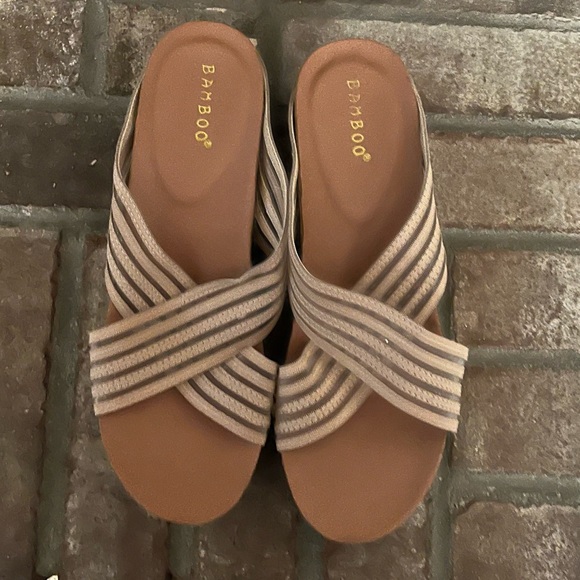 BAMBOO | Shoes | Bamboo Wedge Sandals In Nude Size 75 | Poshmark